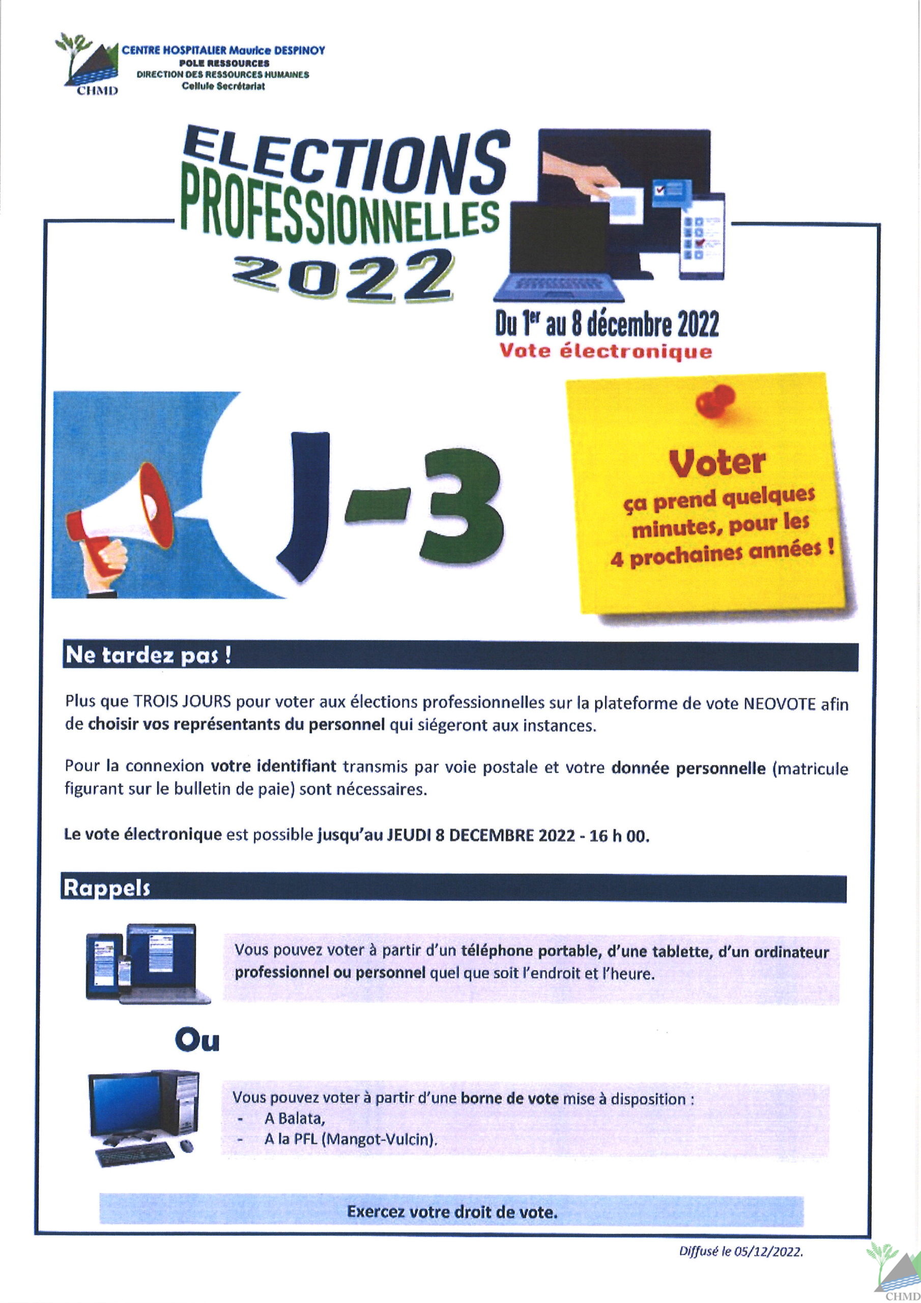 ELECTIONS PROFESSIONNELLES J-3 - CH Despinoy